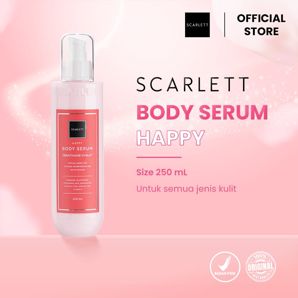 Jual Scarlett Whitening Body Serum Happy 250 ml | Shopee Indonesia