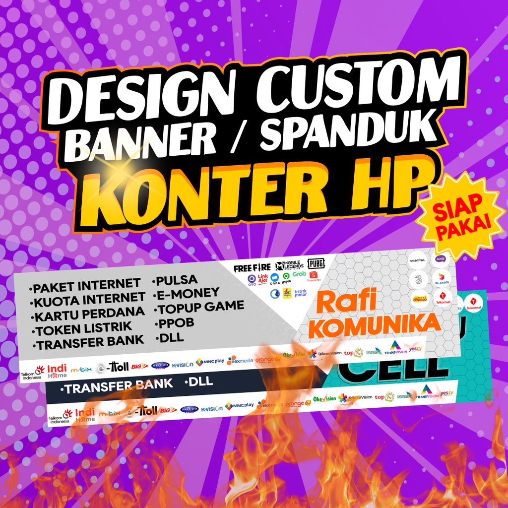 Jual Banner Modern Konter HP Custom (3 x 1) Meter | Shopee Indonesia