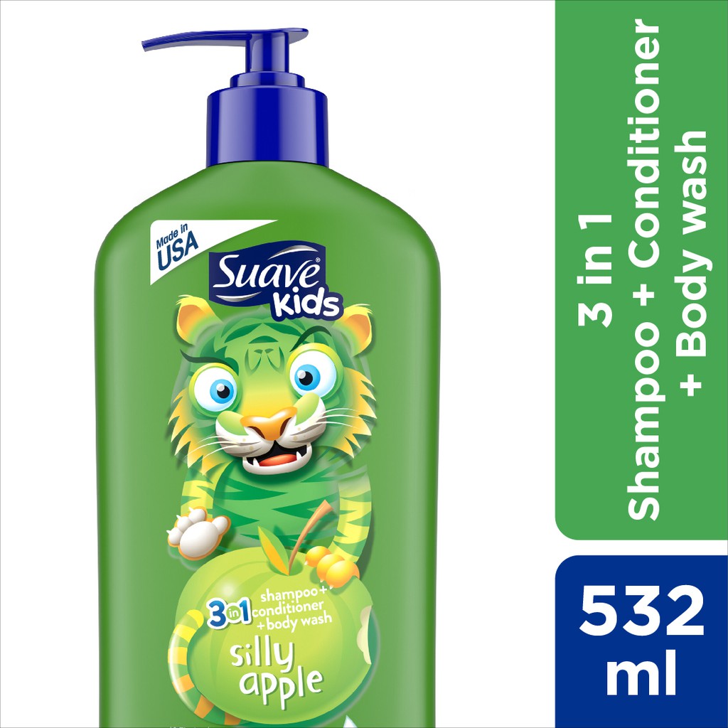 Jual Suave Kids 3 in 1 Shampoo Conditioner Body Wash Silly Apple 532ml ...
