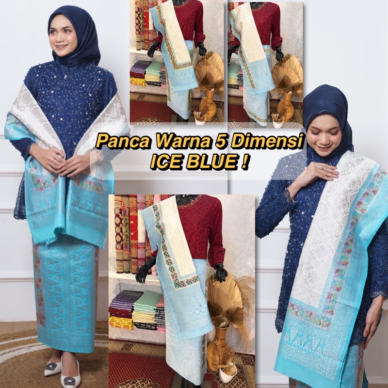 Jual SONGKET LEPUS PANCA WARNA 5 DIMENSI ORI ICE BLUE / BIRU ES - TENUN TANGAN ASLI PALEMBANG ...