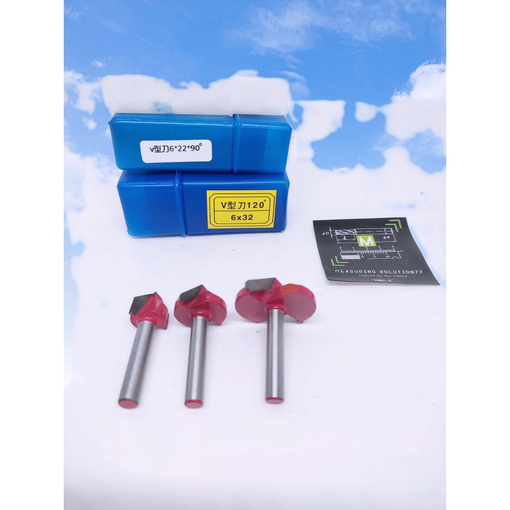 Jual Mata router V bit 3D carbide untuk kayu shank 6mm V groove ...