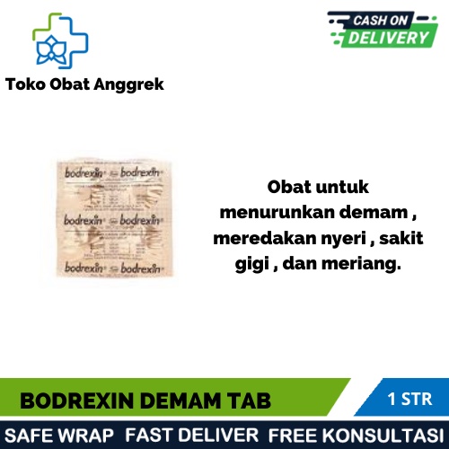 Jual BODREXIN TAB ISI 4 TABLET/TABLET HISAP/DEMAM/MEREDAKAN RASA NYERI ...
