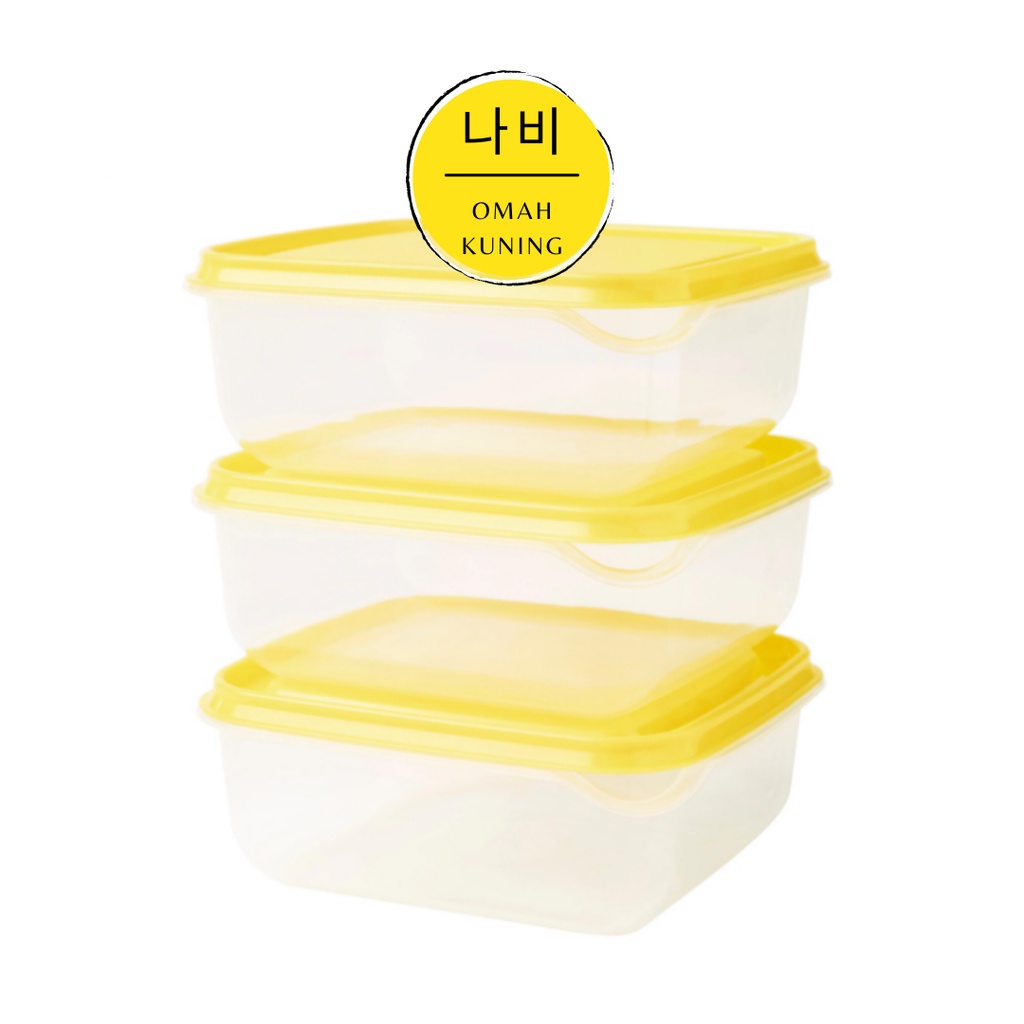 Jual FOOD CONTAINER TRANSPARENT YELLOW (3 PCS) / TEMPAT MAKANAN KUNING ...
