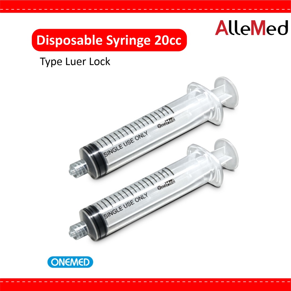 Jual OneMed Syringe 20 cc Luer Lock Spuit 20 ml Lubang Tengah | Shopee ...
