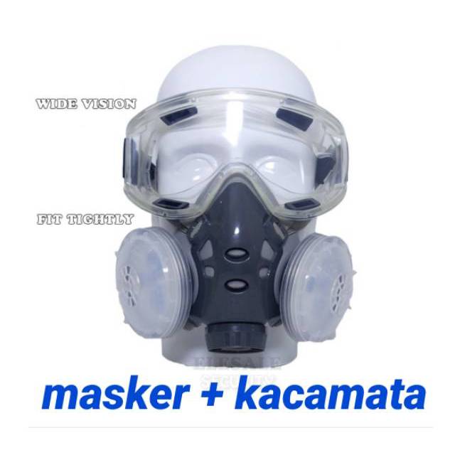 Jual Paket masker gas kacamata googles respirator anti dust chemical ...