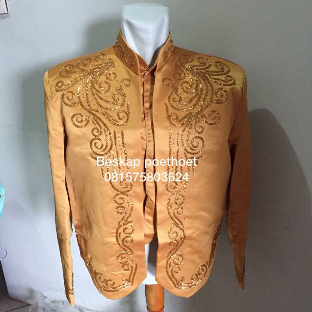 Jual Beskap jawa gold kuning emas payet halus / jas pria formal baju ...