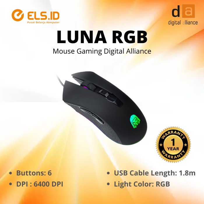 Jual Mouse Gaming Digital Alliance Luna RGB | Shopee Indonesia
