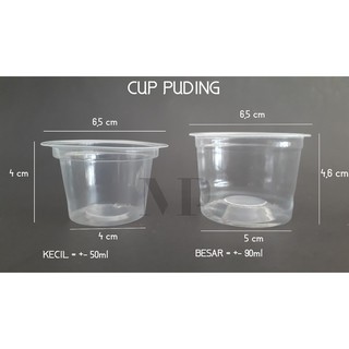 Jual isi 50pcs Cup Puding Plastik Besar 65ml Gelas Wadah Puding Bening ...