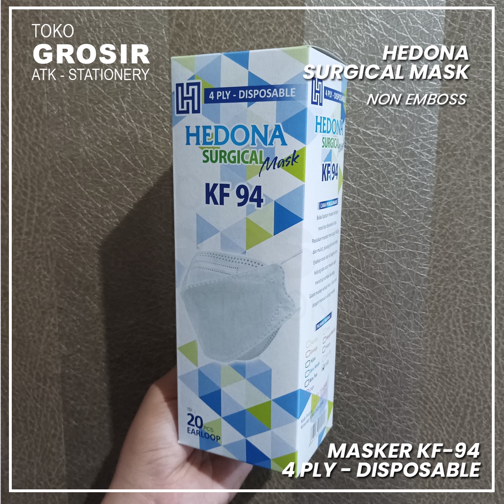 Jual MASKER HEDONA [NON EMBOSS] SURGICAL MASK KF94 4ply PUTIH isi 20pcs ...