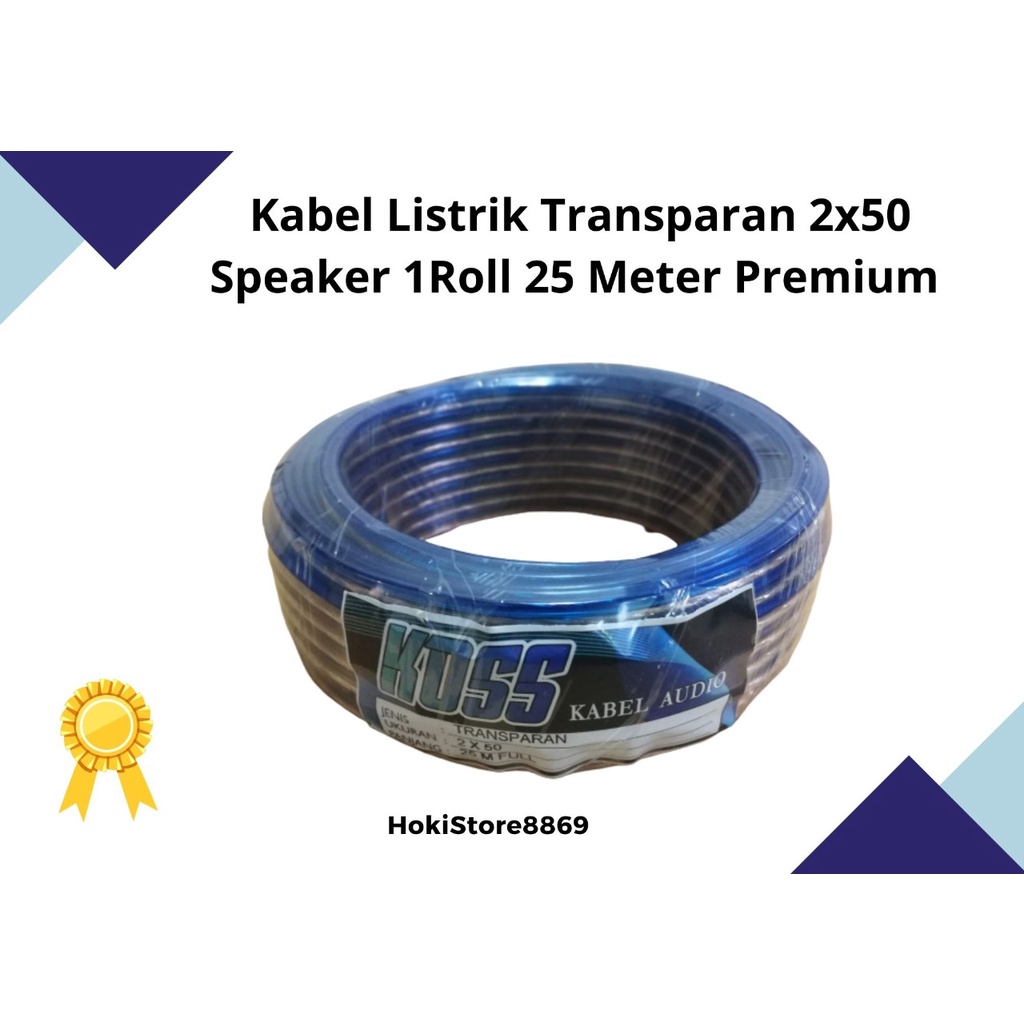 Jual Kabel Listrik Transparan 2x50 Speaker 1Roll 25Meter Premium KOSS ...