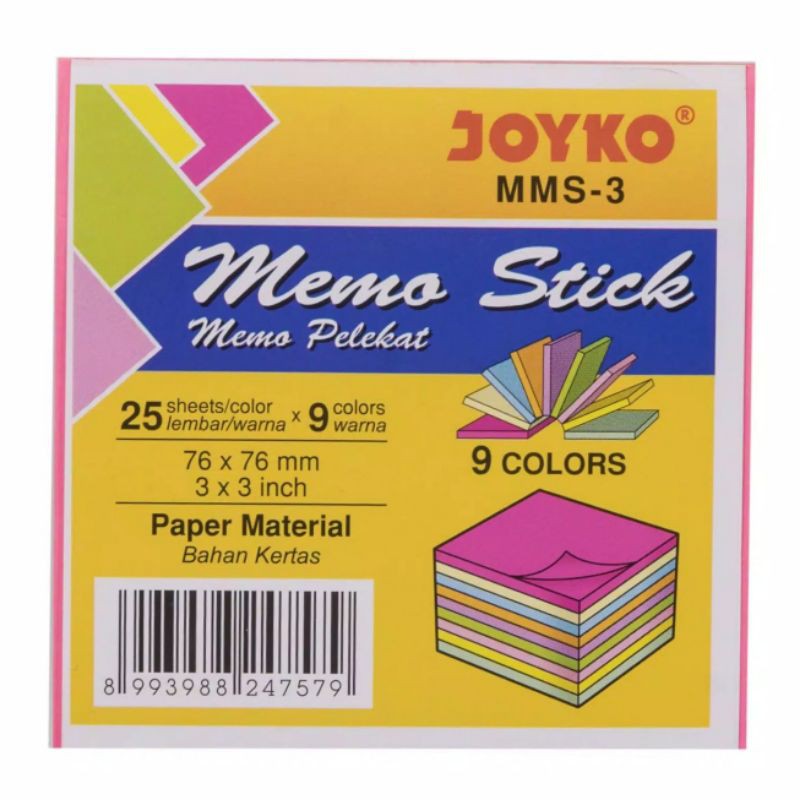Jual Memo Stick Sticky Note Kertas Memo Memo Tempel Joyko MMS-3 ...