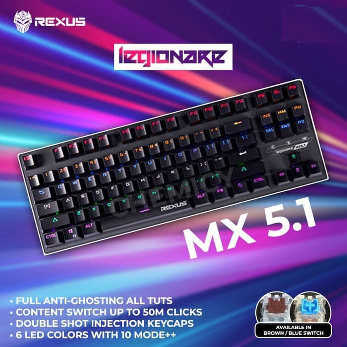 Jual Rexus MX5.1 TKL Legionare Mechanical Gaming Keyboard - RX-MX5.1 ...