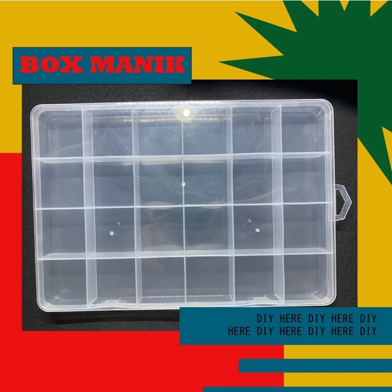Jual BOX MANIK SEDANG 24 SEKAT TRANSPARANT, kotak obat mote beads bead ...