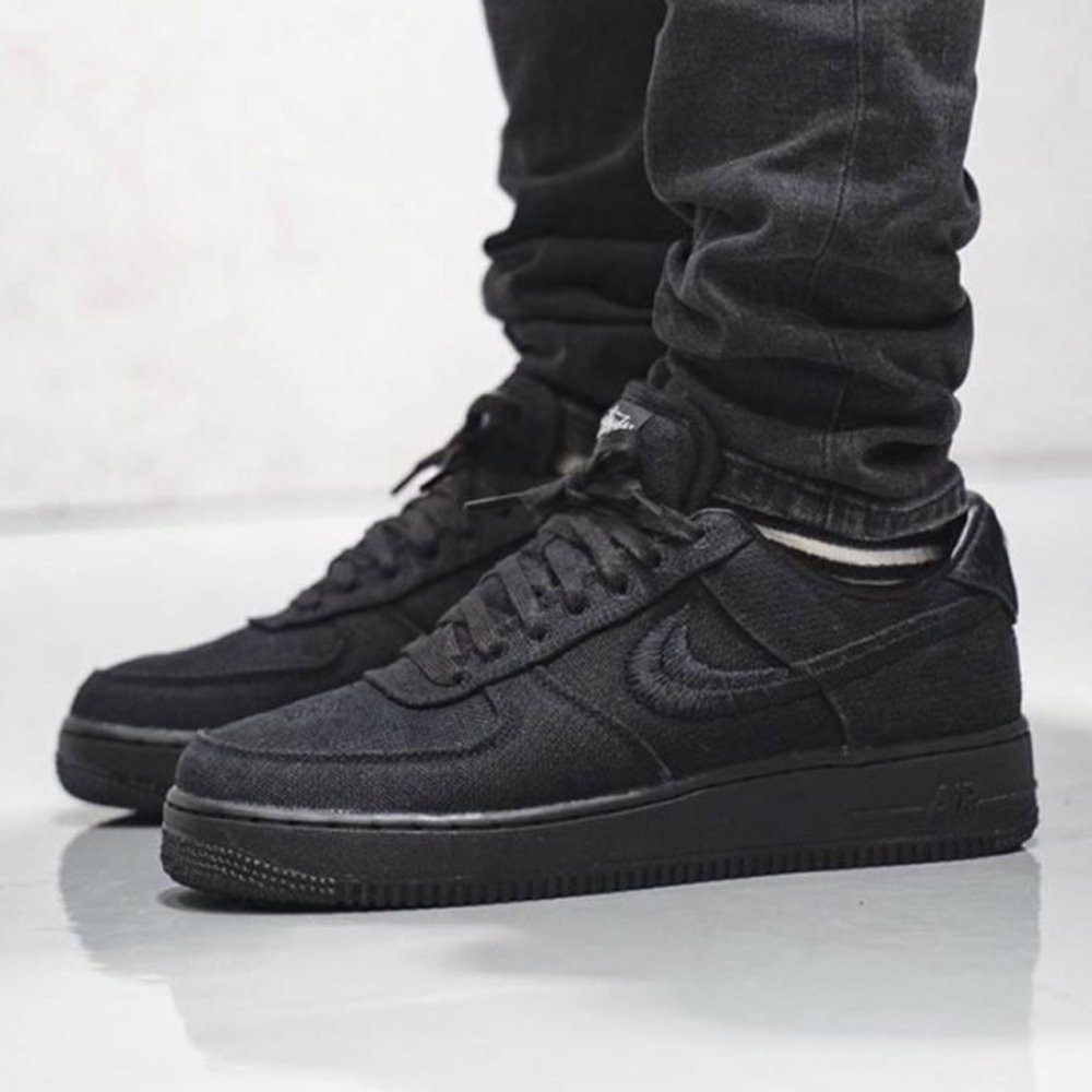 Jual Sepatu Nike Air Force 1 Low Stussy Triple Black Full Hitam Premium ...