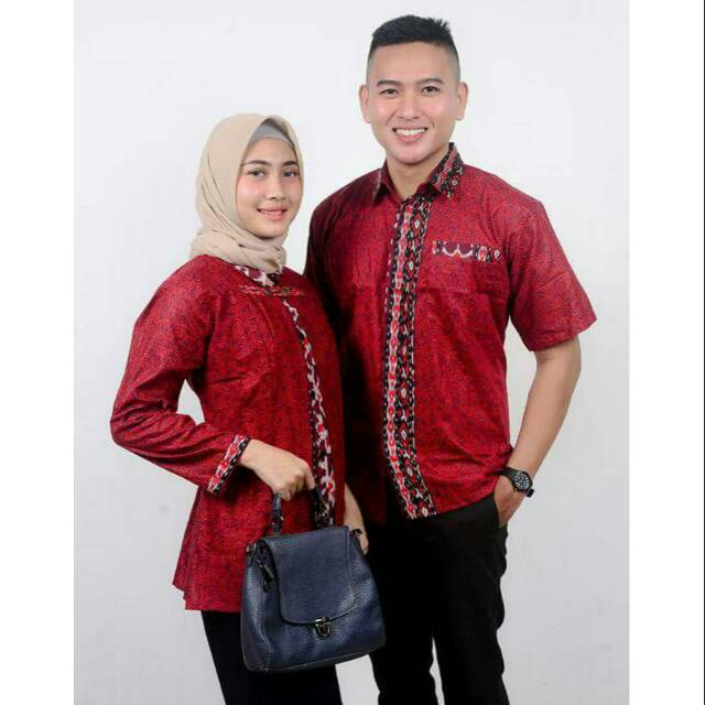 Jual COUPLE BATIK MEGA MENDUNG MERAH 3D | Shopee Indonesia