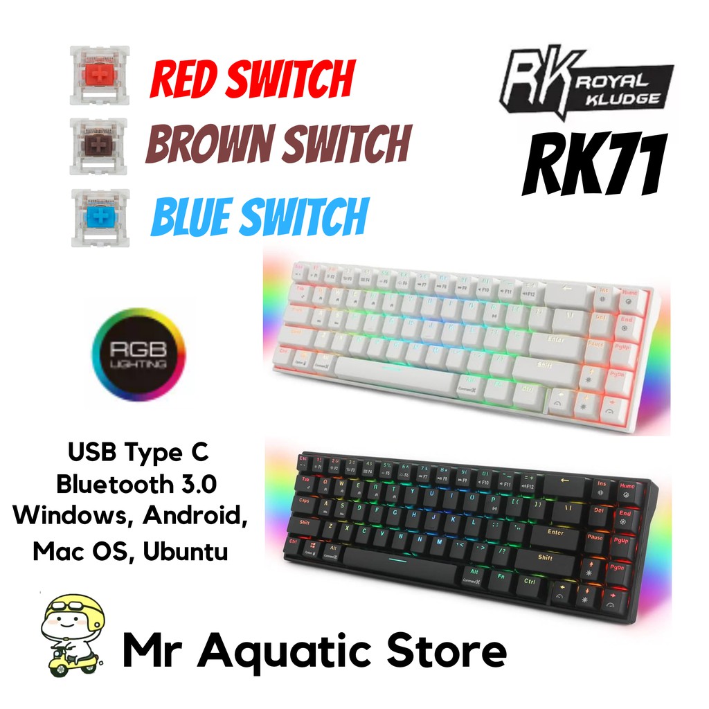 Jual Royal Kludge RK71 Mechanical Keyboard Gaming Wireless | Shopee ...