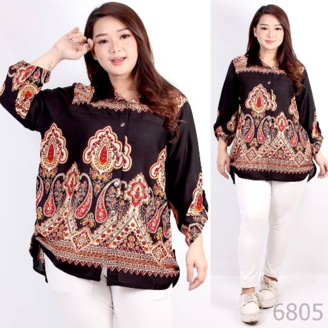 Jual KEMEJA CANTIK BIG SIZE LD 120CM BATIK KEONG | Shopee Indonesia