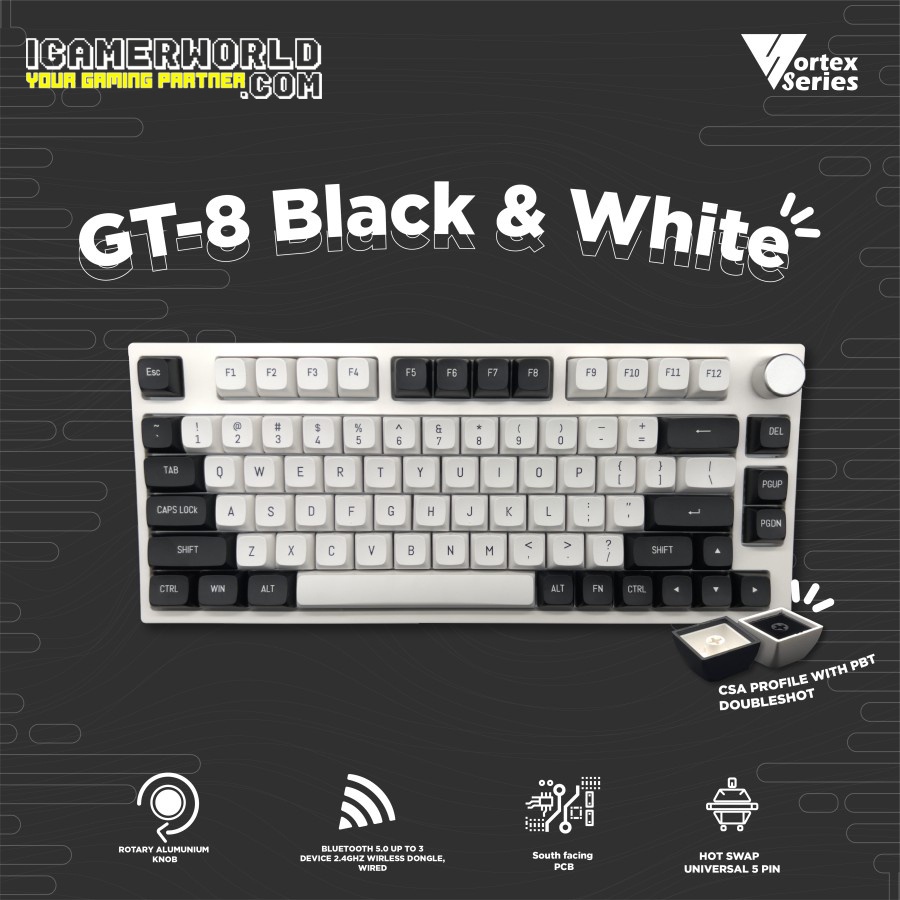 Jual VortexSeries GT8/GT-8 White & Black Wireless Hotswapable ...