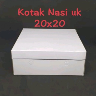 Jual Dus Nasi Kotak [50 pcs/ 20 x 20 cm] / Kotak nasi putih polos tutup ...