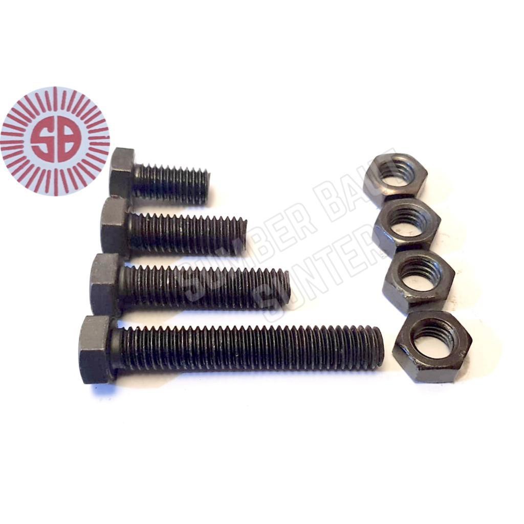 Jual 3/8" x 1 1/2" Baut Mur Hexagon Besi Hitam UNC Kunci 14 Drat Kasar | Shopee Indonesia