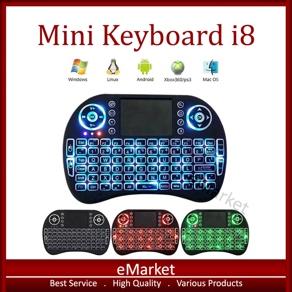Jual Mini Keyboard i8 Wireless Touchpad / Keypad Color Backlit | Shopee ...