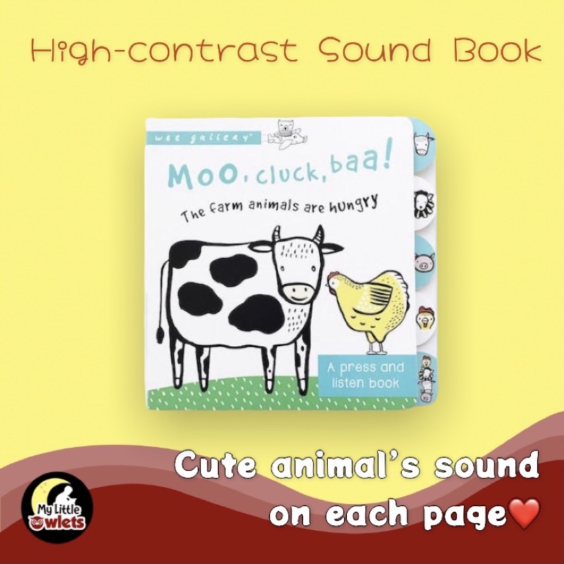 Jual Wee Gallery Sound Book High Contrast Moo Cluck Baa! | Shopee Indonesia