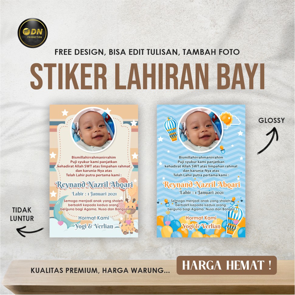 Jual Stiker Label Syukuran Kelahiran Anak, Free Design Potret, ukuran ...