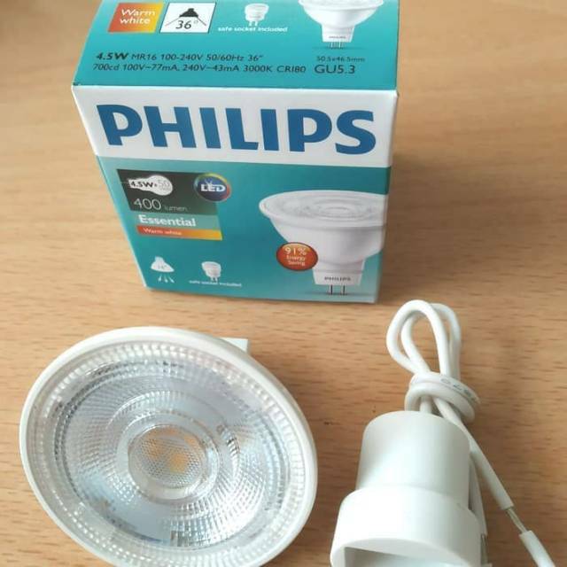 Jual Led philips mr16 220v 4.5w warm white kuning 3000k | Shopee Indonesia