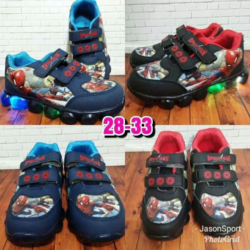 Jual Sepatu Lampu Anak Cowo Spiderman led shoes Marvel kids impor ...