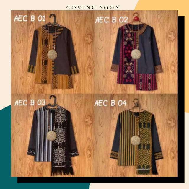 Jual AEC Blouse tenun Baju kantor baju tenun AIMKO ETHNIC CRAFT tenun asli atasan tenun mix ...