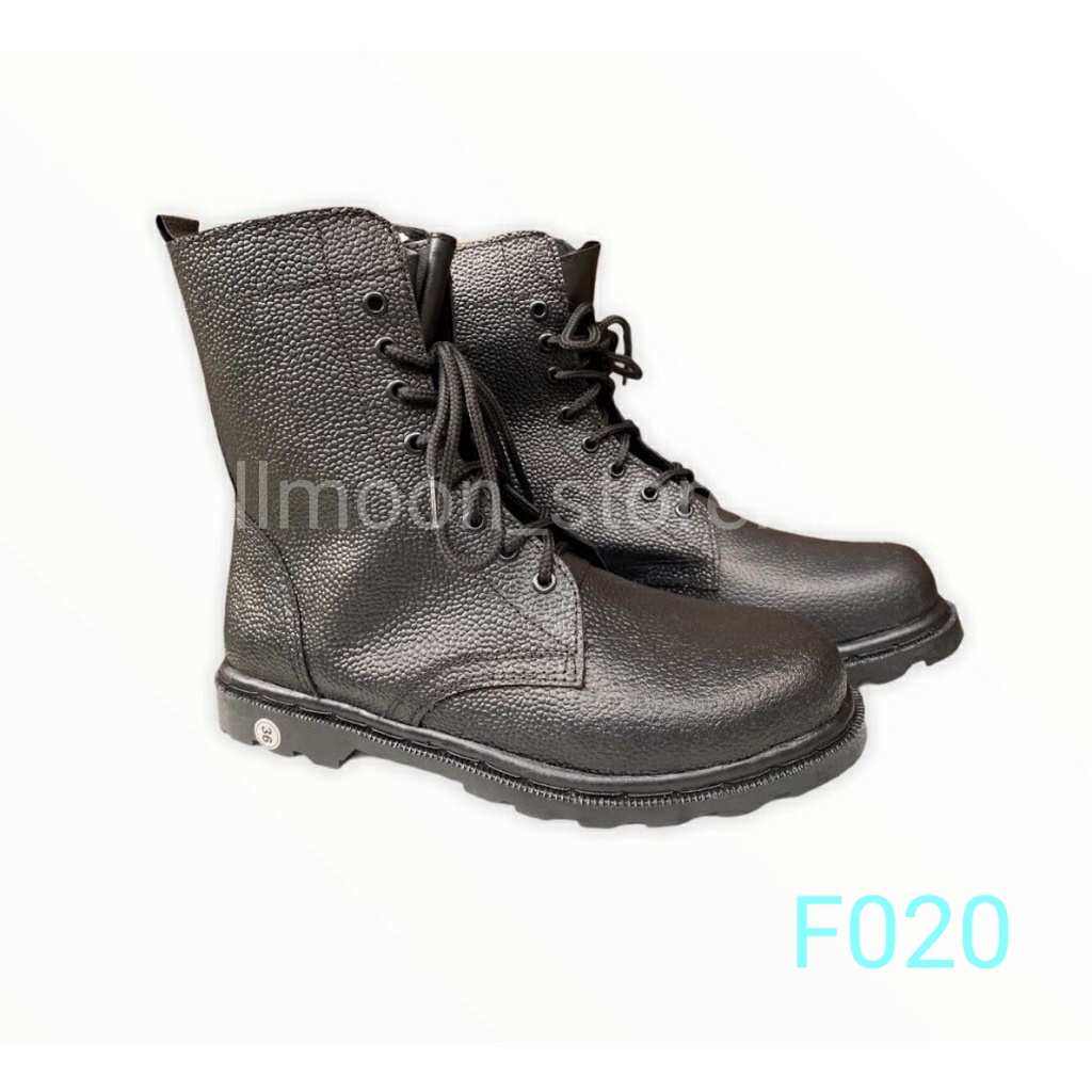 Jual sepatu pdl TNI POLRI SECURITY LINMAS kulit cetak jeruk hitam F020 ...