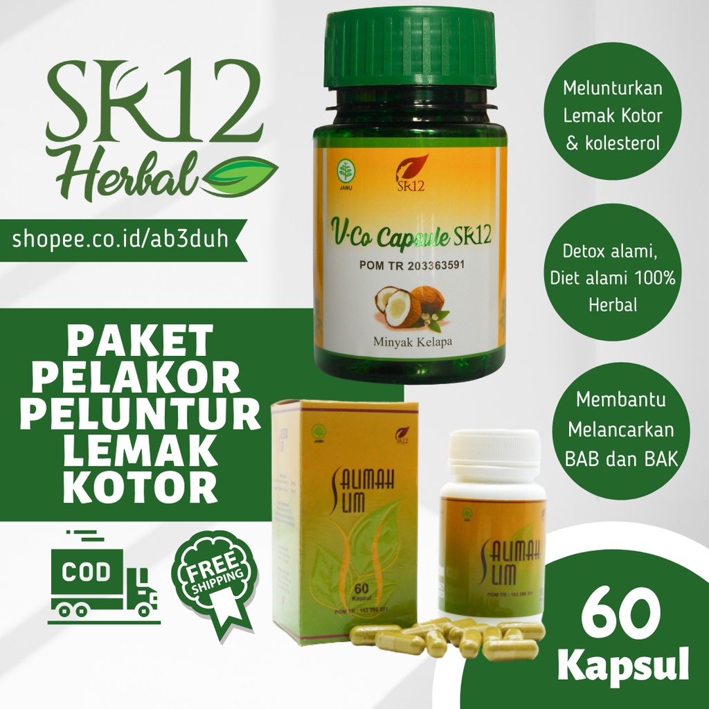 Jual Promo peluntur Lemak Kotor Salimah Slim SR12 Paket Pelakor SR12 Herbal Aman Busui dan VCO ...