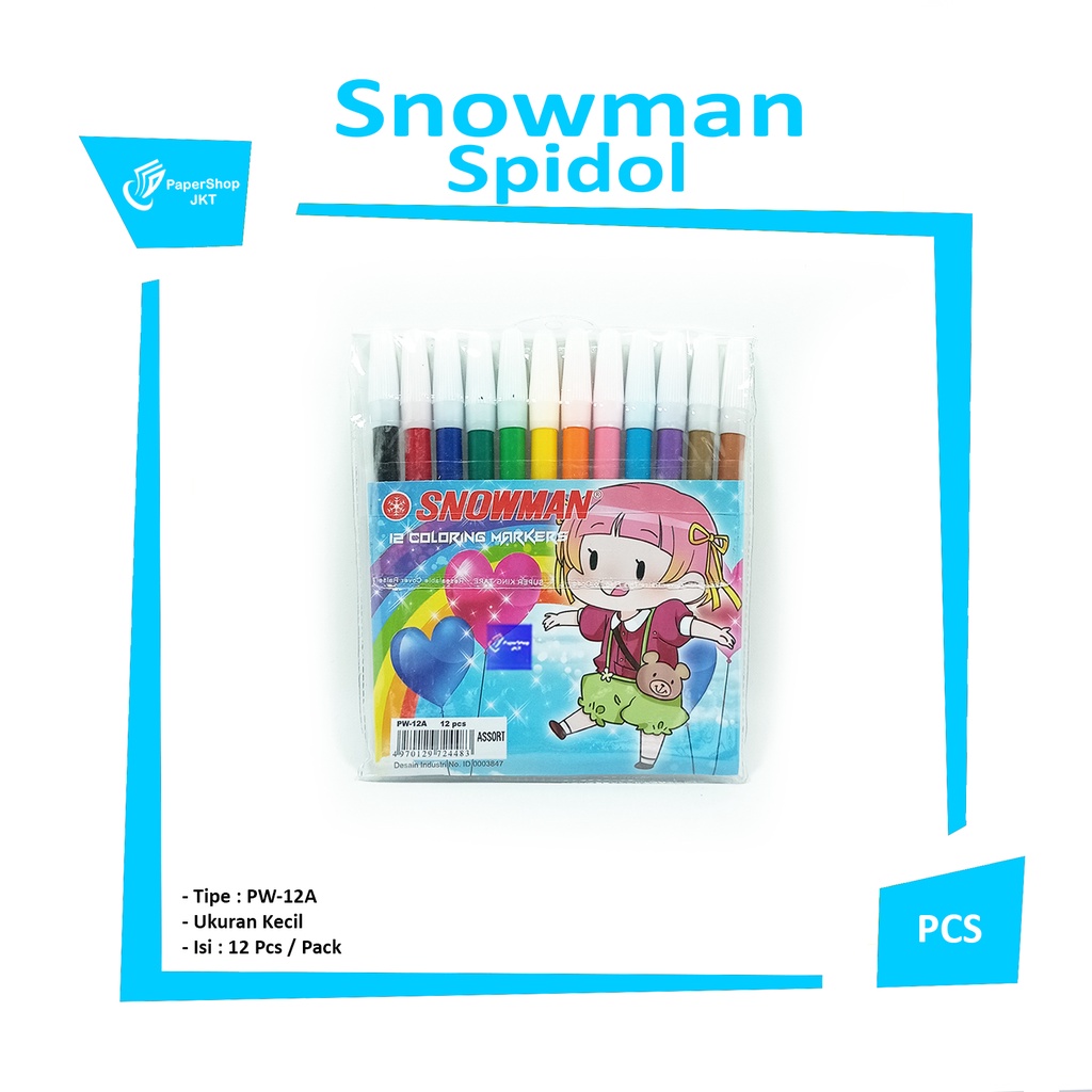 Jual SNOWMAN - Spidol Kecil Marker 12 Warna - Sign Pen - Set Indonesia ...