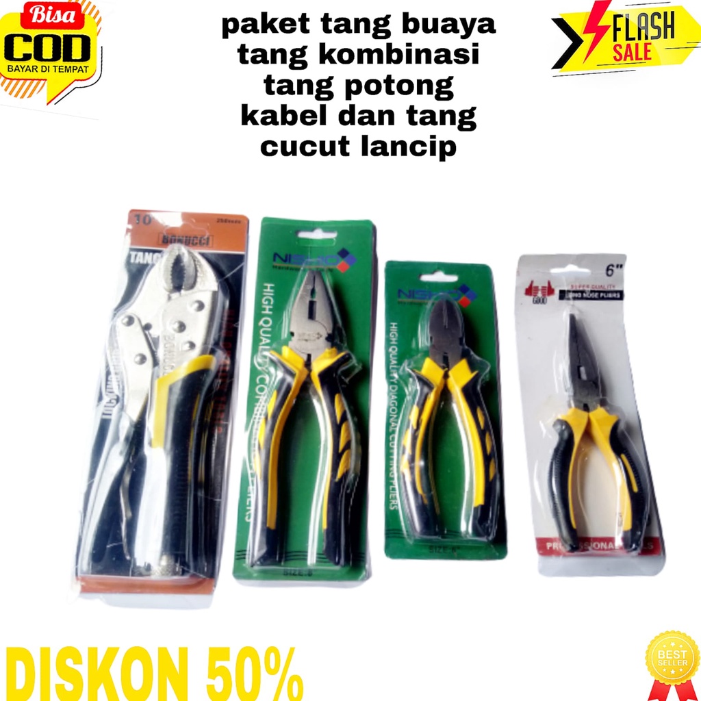 Jual Paket 4 Tang - Tang Buaya, Tang Lancip, Tang Potong, Tang ...