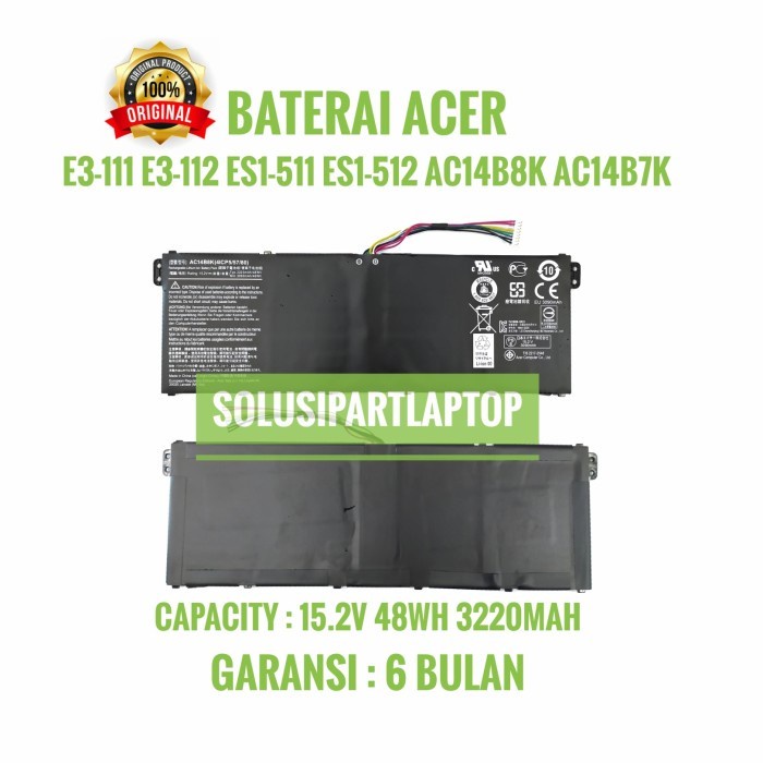 Jual Baterai ACER Aspire E3-111, E3-112, ES1-511, ori (model Tanam ...