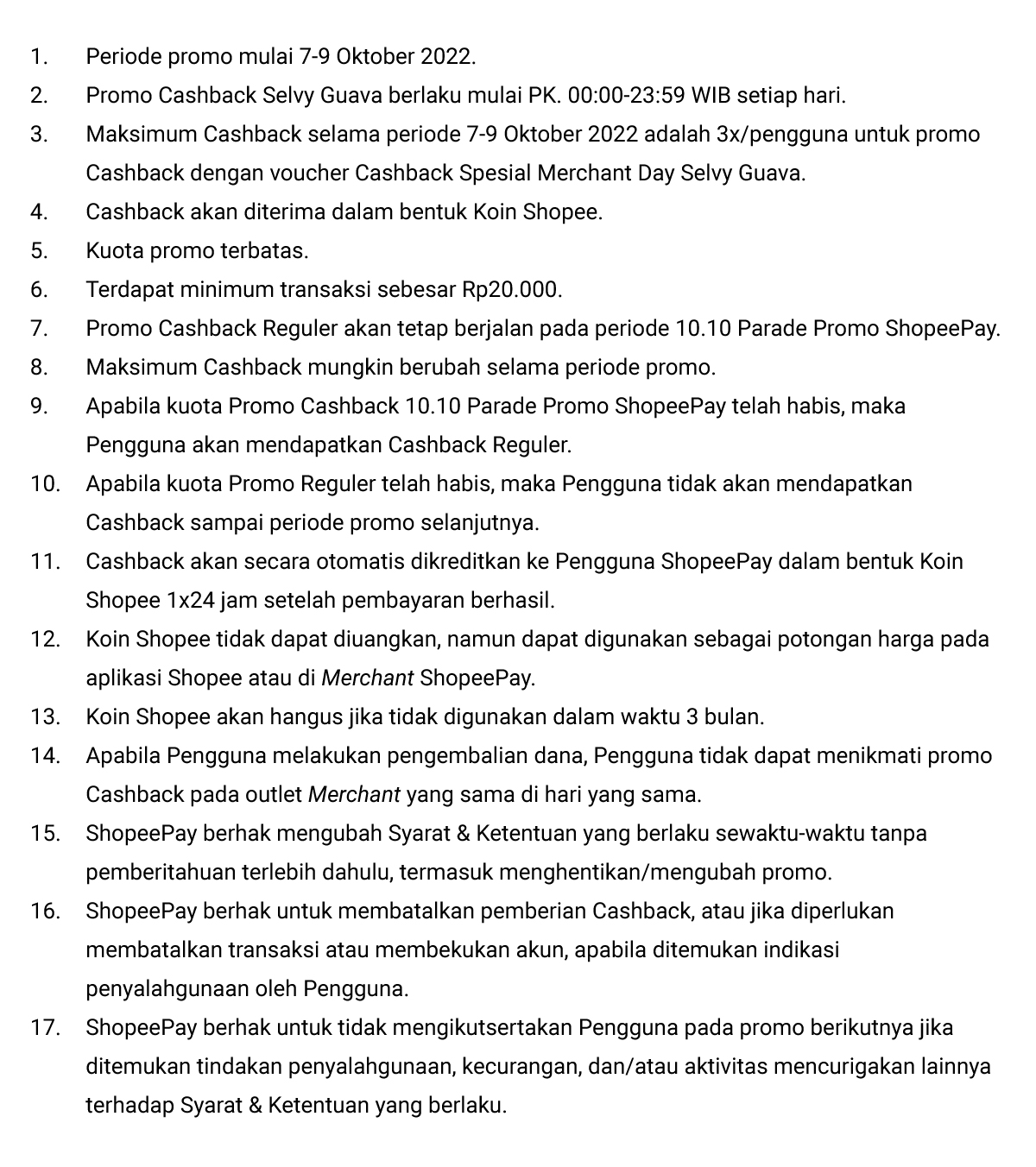 ShopeePay Merchant Day - Selvy Guava | 7 - 9 Okt