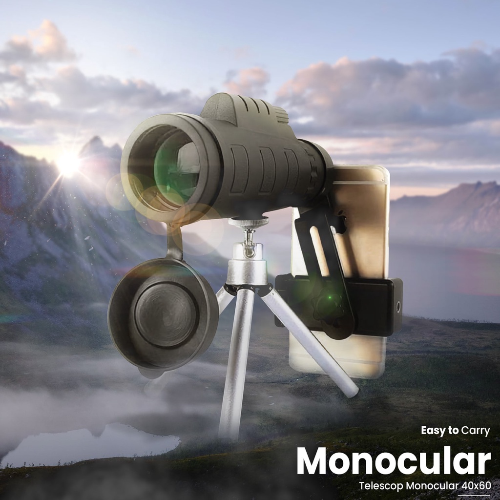 Jual Telescop Monocular 40x60 Kompas Lensa Coating Bening Bonus Tripod ...