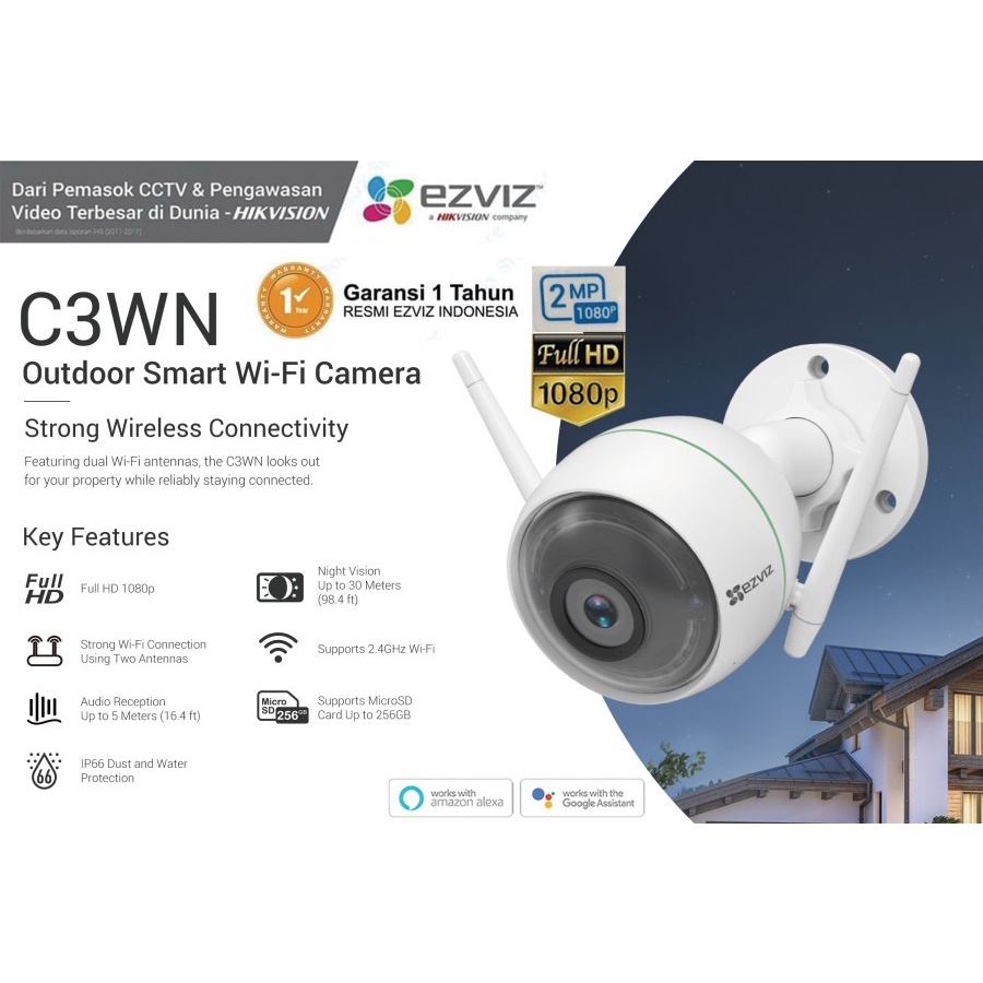 Jual Kamera Ezviz C3WN Wifi CCTV IP Camera Outdoor Waterproof 1080P HD ...