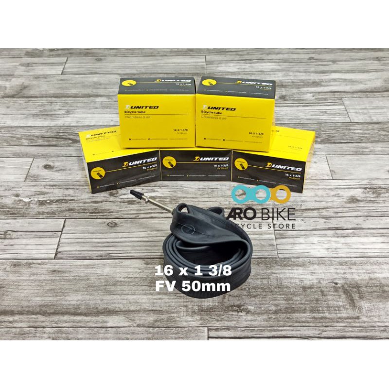 Jual Ban dalam sepeda 16 x 1 3/8 United FV Presta valve 50mm Indonesia|Shopee Indonesia