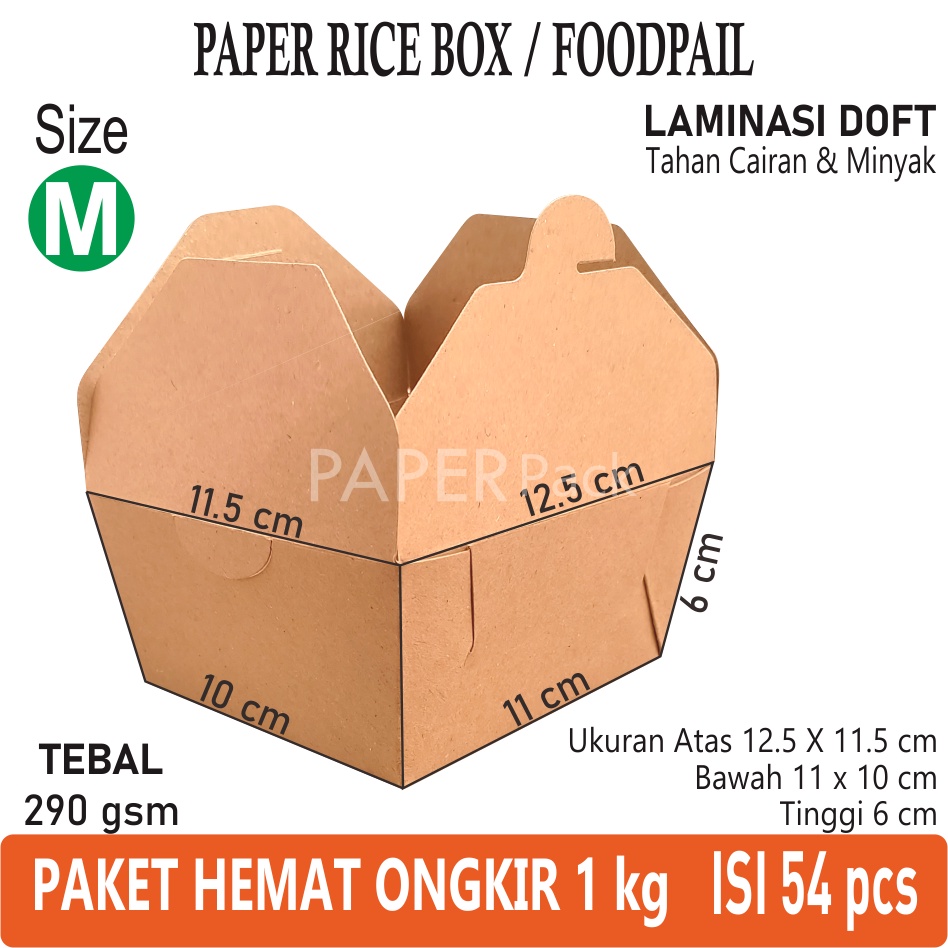 Jual FOOD PAIL PAKET 54 PCS/PAPER RICE BOX SEDANG/RICEBOWL/DUS MAKANAN ...