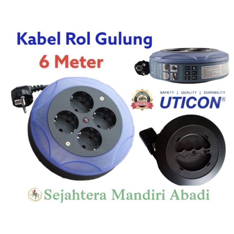 Jual Kabel Rol Kabel Roll 6 Meter Uticon Cable Reel Kabel Gulung ...