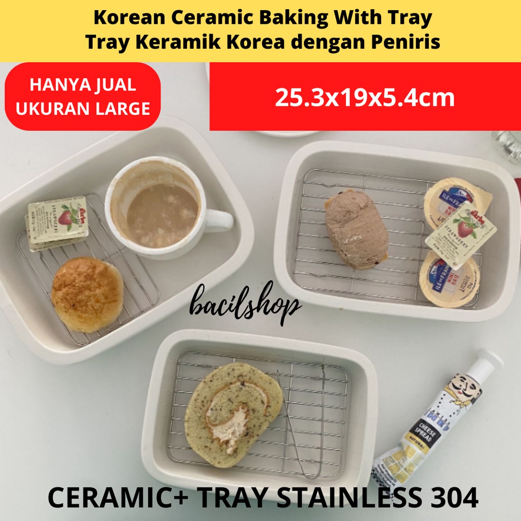 Jual Korean Ceramic Baking With Tray Tray Keramik Korea dengan Peniris ...