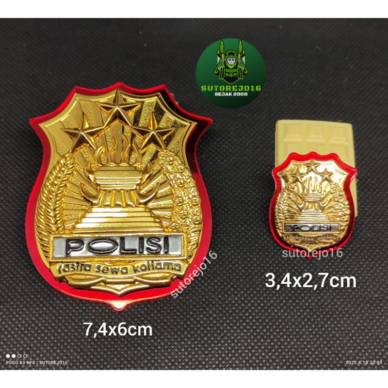Jual kewenangan lencana besar kecil pin polisi latar merah akrilik ...