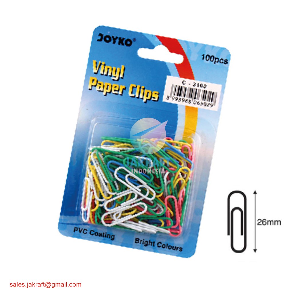 Jual (100 Pcs) Paper Clip Oval Warna Warni JOYKO C-3100 / No.3 Clips ...