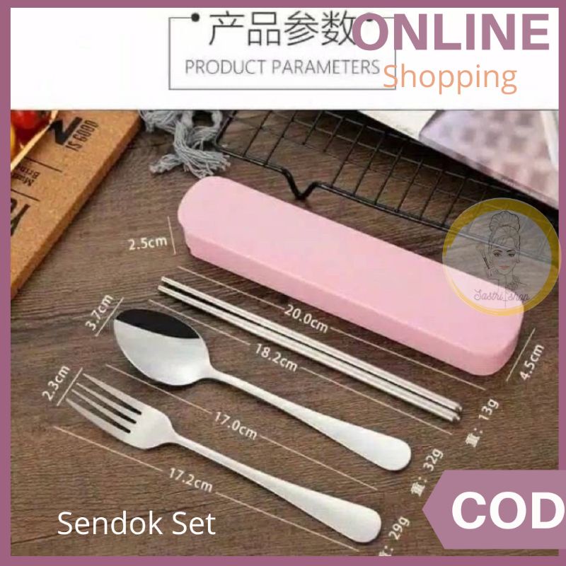 Jual Alat Makan Set Stainless Stell 3 In 1 Sendok Garpu Sendok Makan ...