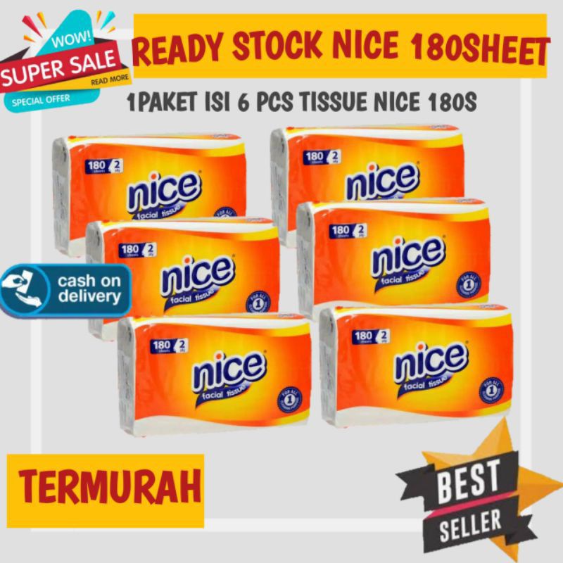 Jual PAKET HEMAT !! Tisu Nice 180 Sheet 2 Ply ( ISI 6 PCS ) | Shopee ...