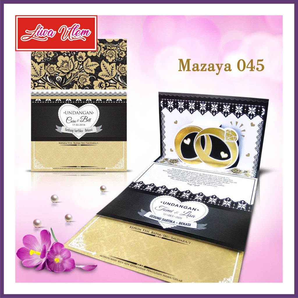 Jual Undangan 3D Popup Hitam Keren Foil emas Pop-up | Shopee Indonesia