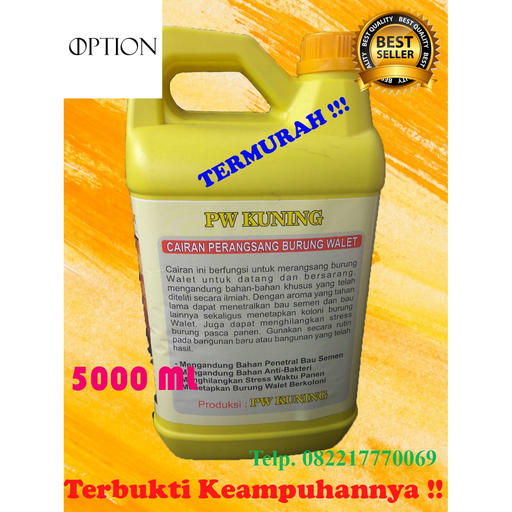 Jual PW KUNING Parfum Pemikat dan Perangsang Burung Walet 5 L / 5000 ML ...