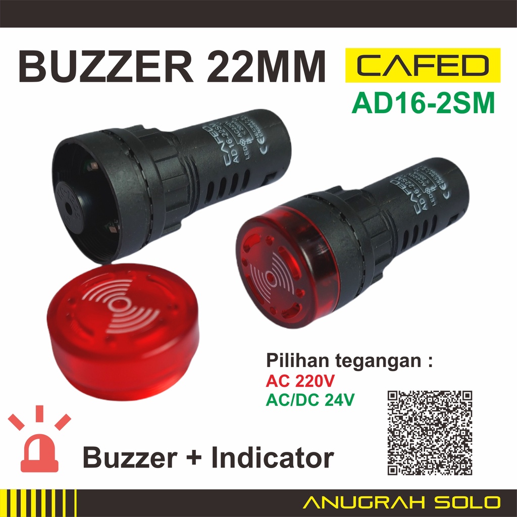 Jual Pilot Lamp Buzzer 22mm LED CAFED Lampu Indikator dengan Buzzer ...