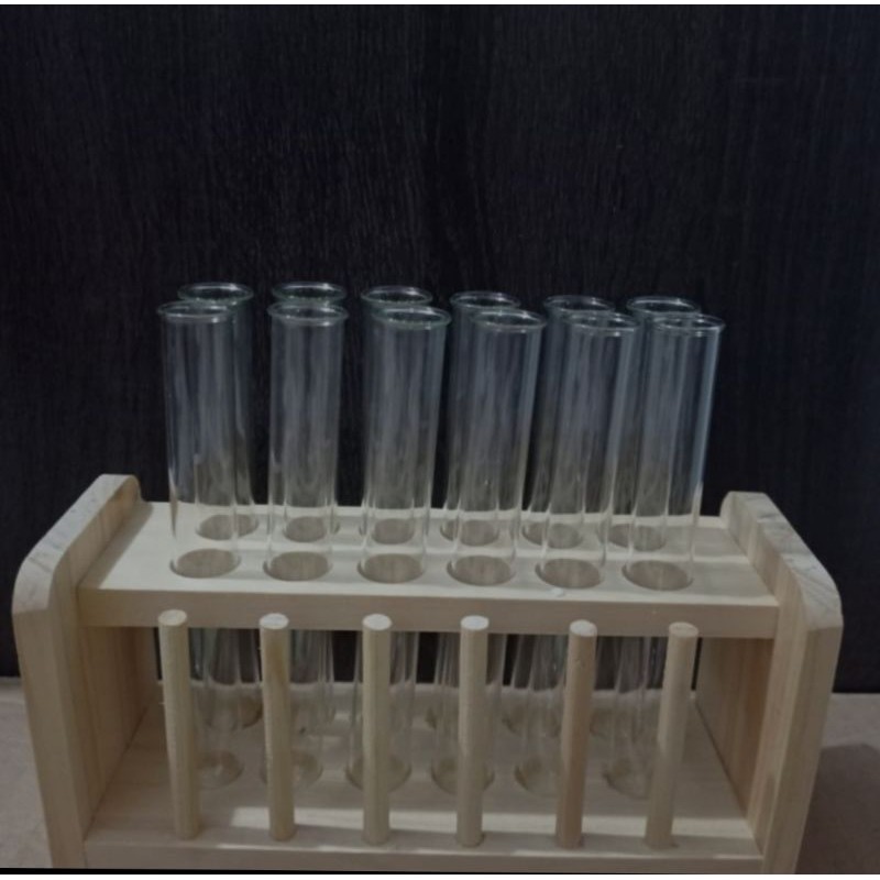 Jual paket rak tabung kayu 12 lubang dan test tabung | Shopee Indonesia